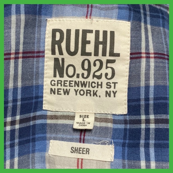 Ruehl No.925 | Tops | Ruehl No 925 Blue And Red Plaid Shirt L | Poshmark